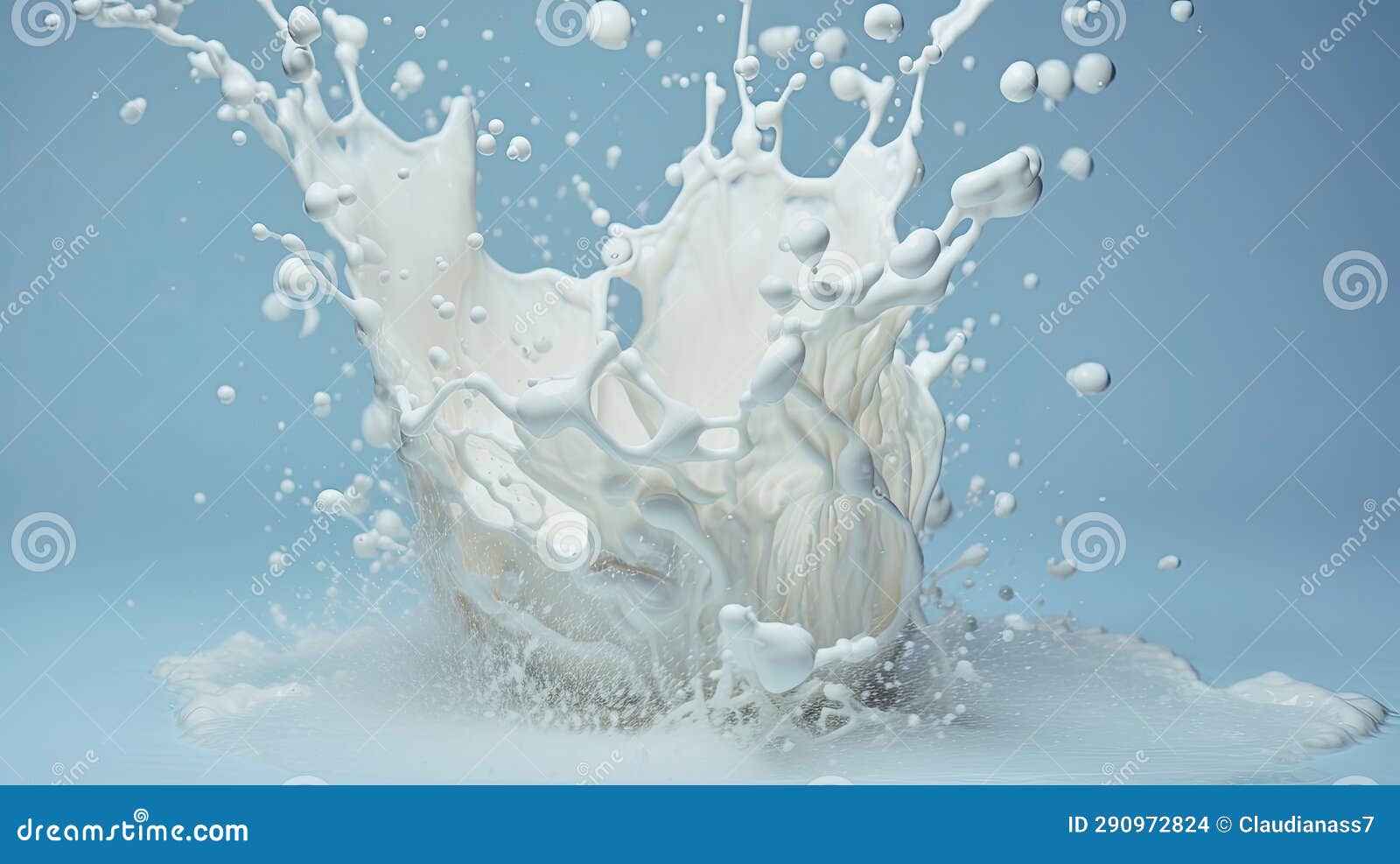 White Milk Splash on Light Blue Background Stock Photo - Image of clean ...