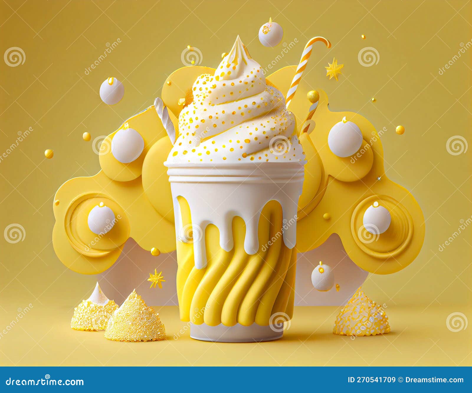 White Milkshake in Yellow Cup on Abstract Background. Generative AI ...