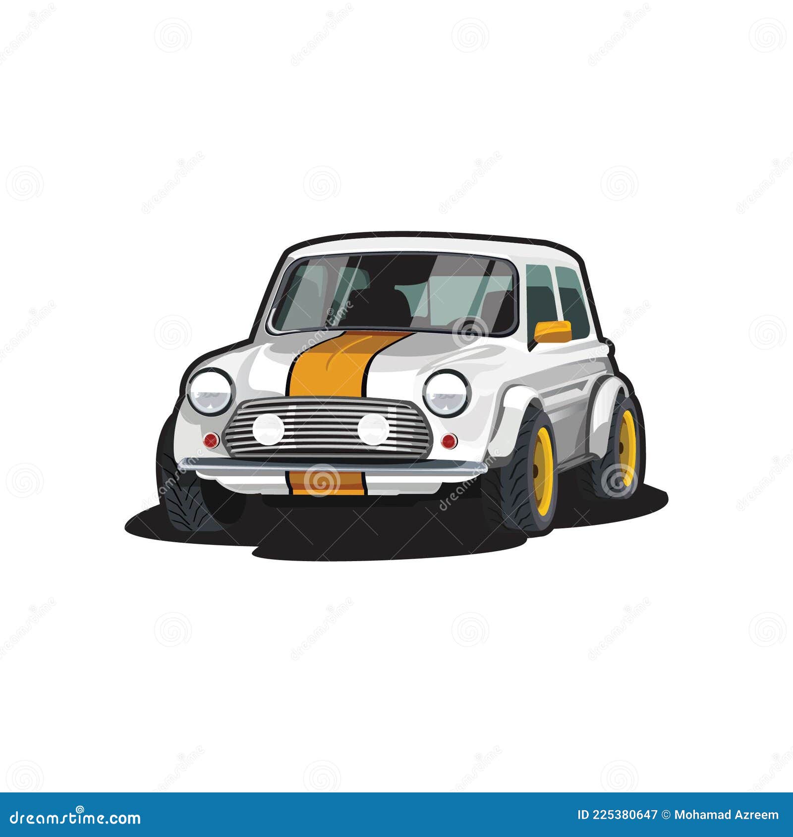 White Mini Classic Car Vector Illustration Editorial Photography ...