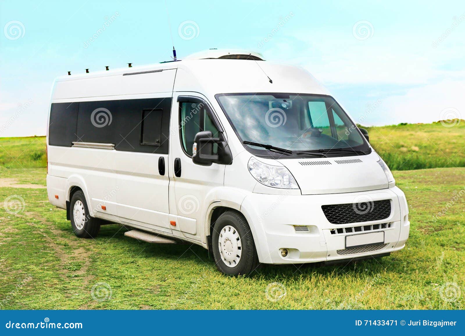 White Minibus on in the Field Stock Image - Image of transport, auto ...