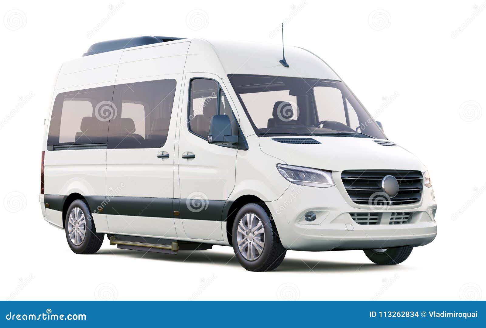 White Minibus Isolated on White Stock Illustration - Illustration of ...