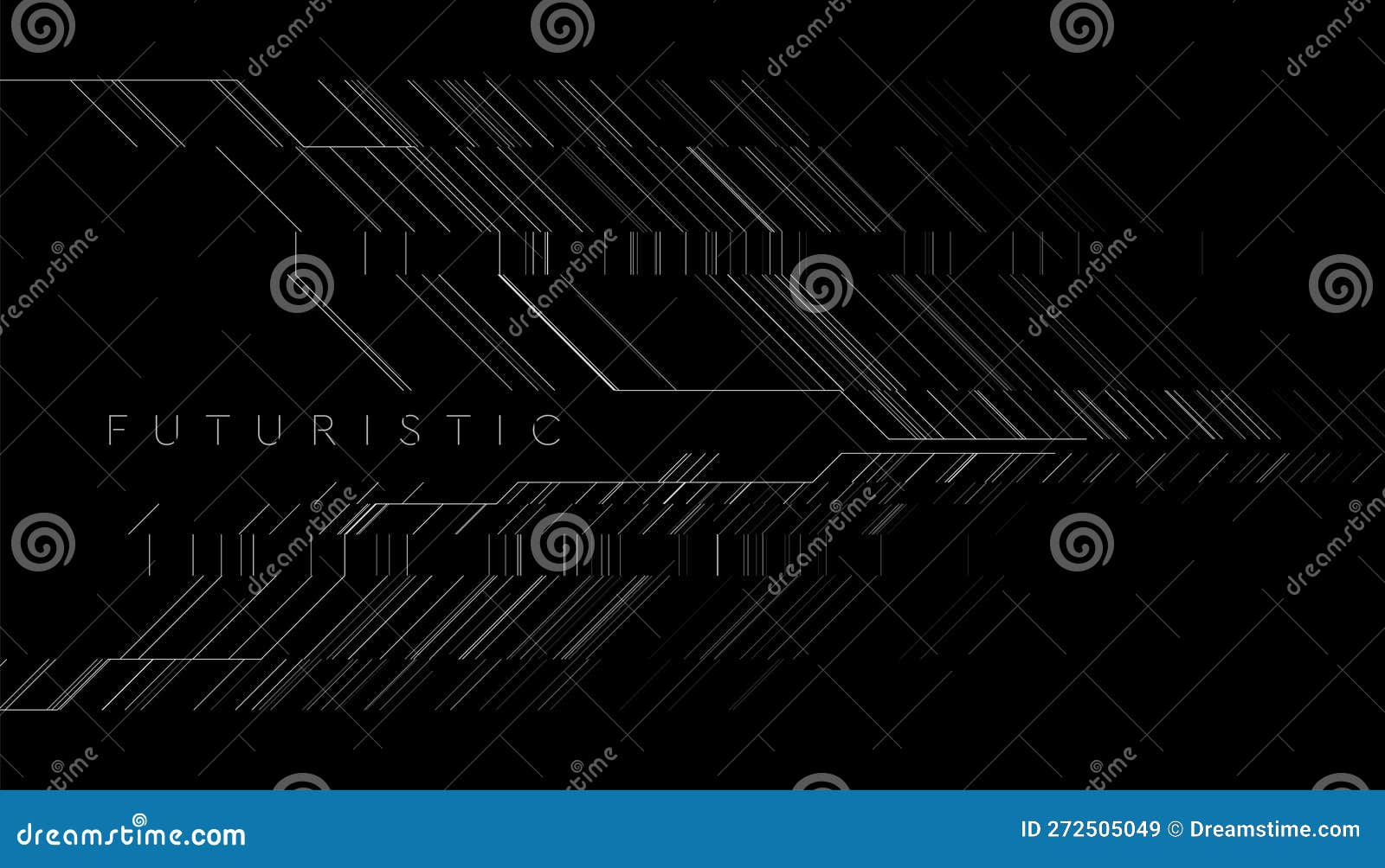 White Minimal Lines on Black, Futuristic Technology Abstract Background ...