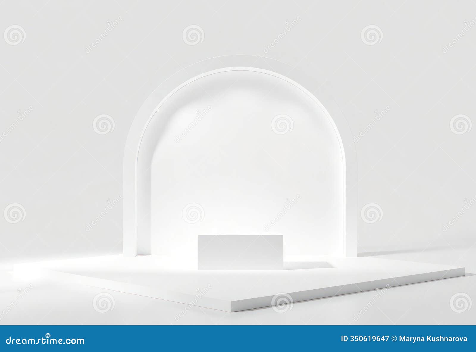 White Minimalist Booth Display. Empty Stage with Blank Rectangular ...