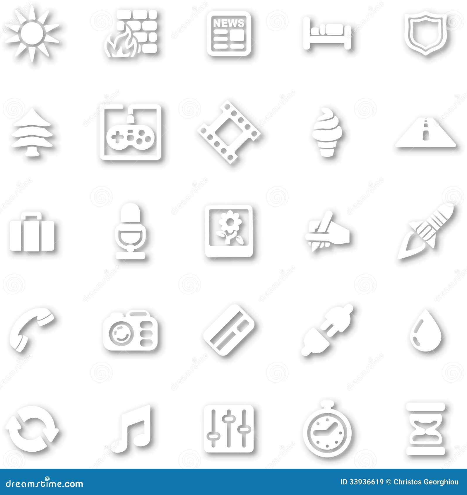 White minimalist icon set stock vector. Illustration of firewall - 33936619