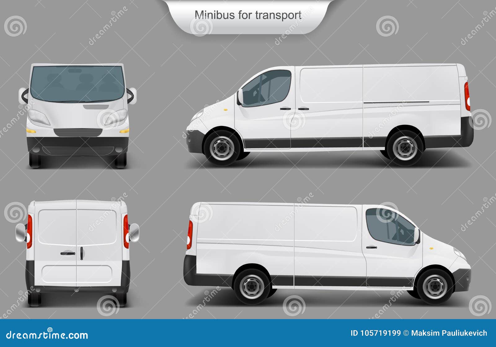 White Minivan Front, Back, Side View Stock Vector - Illustration of ...
