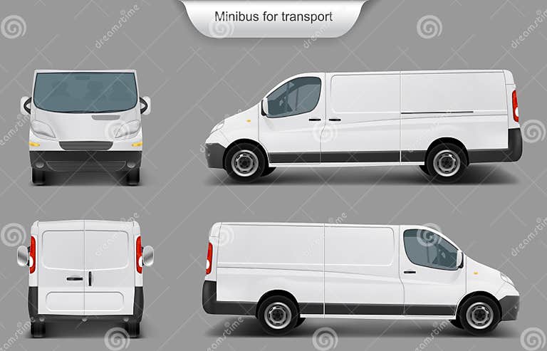 White Minivan Front, Back, Side View Stock Vector - Illustration of ...