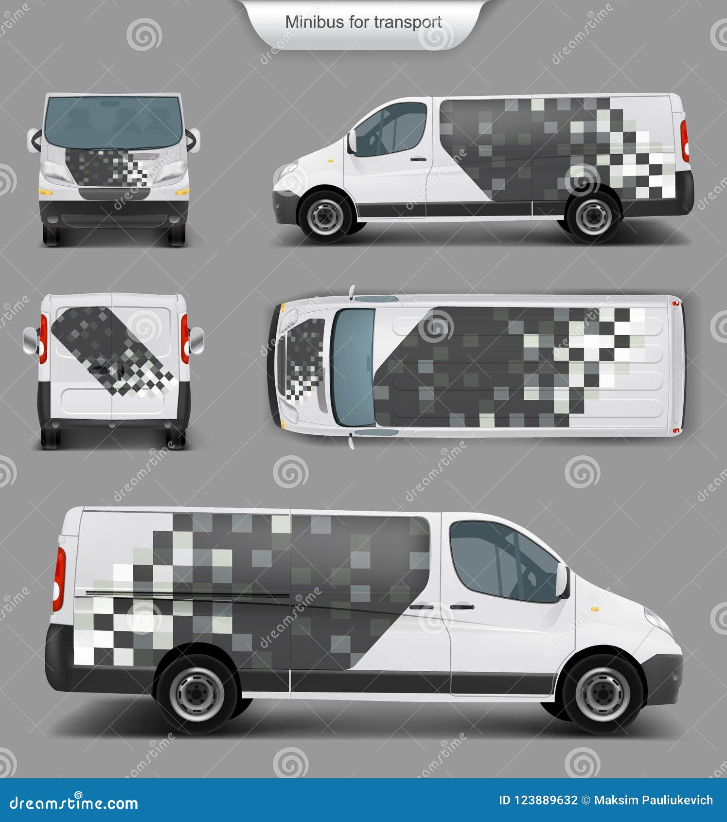 White Minivan Front, Back, Side View Stock Illustration - Illustration ...