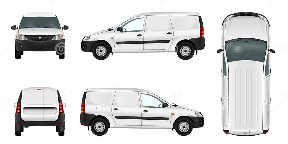 White Minivan Template. Blank Vector Delivery Van Stock Vector ...