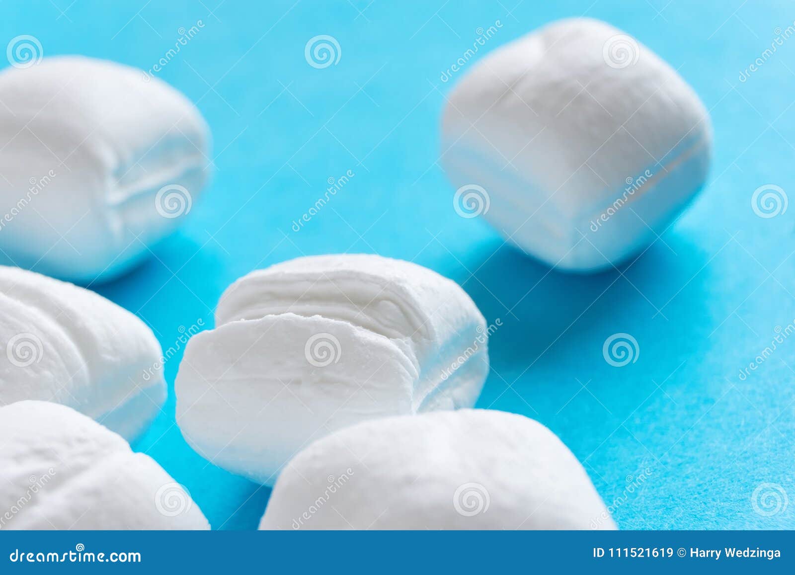 White Mint Sweets on Blue Background Stock Image - Image of cold, food ...