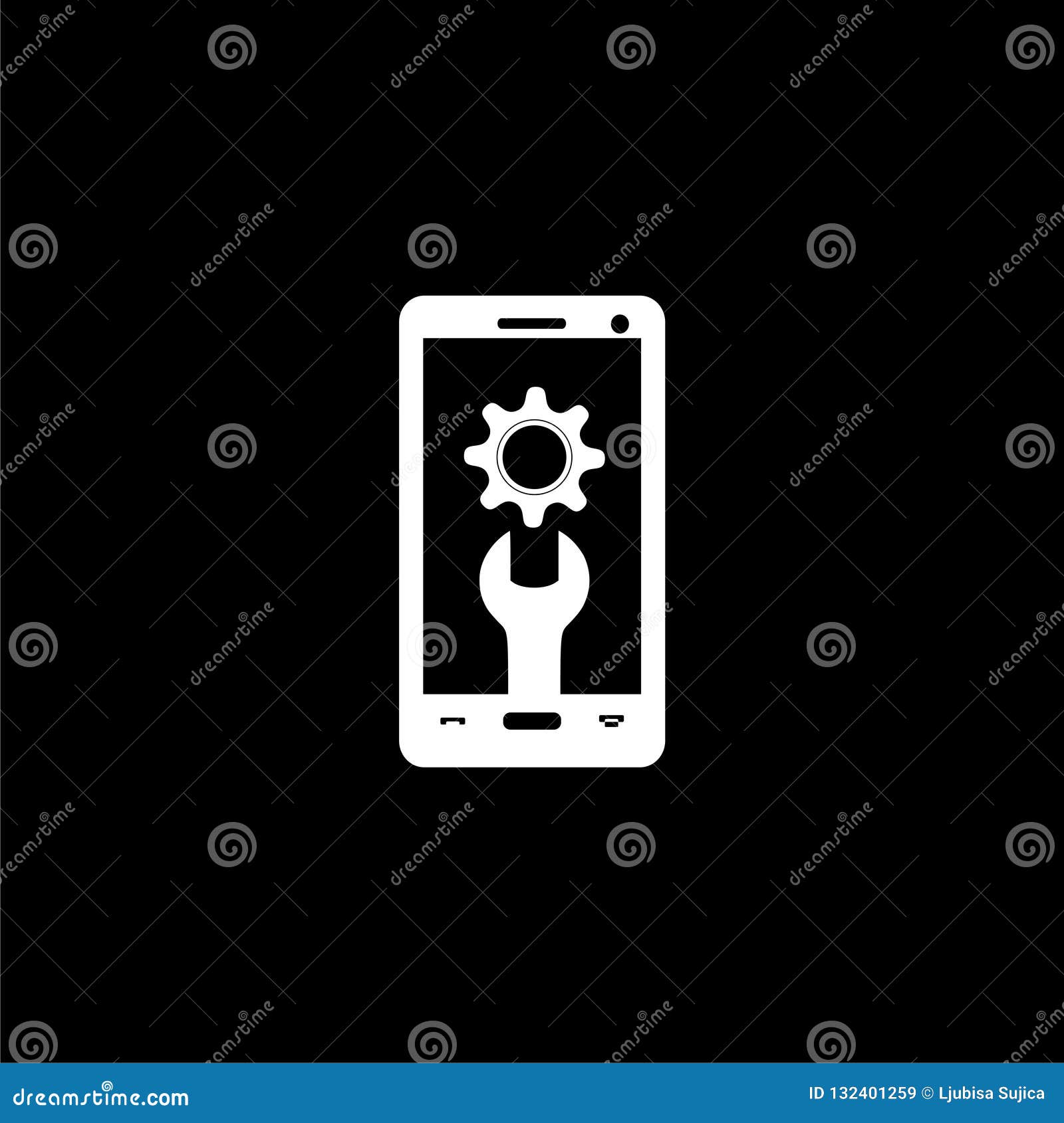 Mobile Repair Icon or Logo on Dark Background Stock Illustration ...