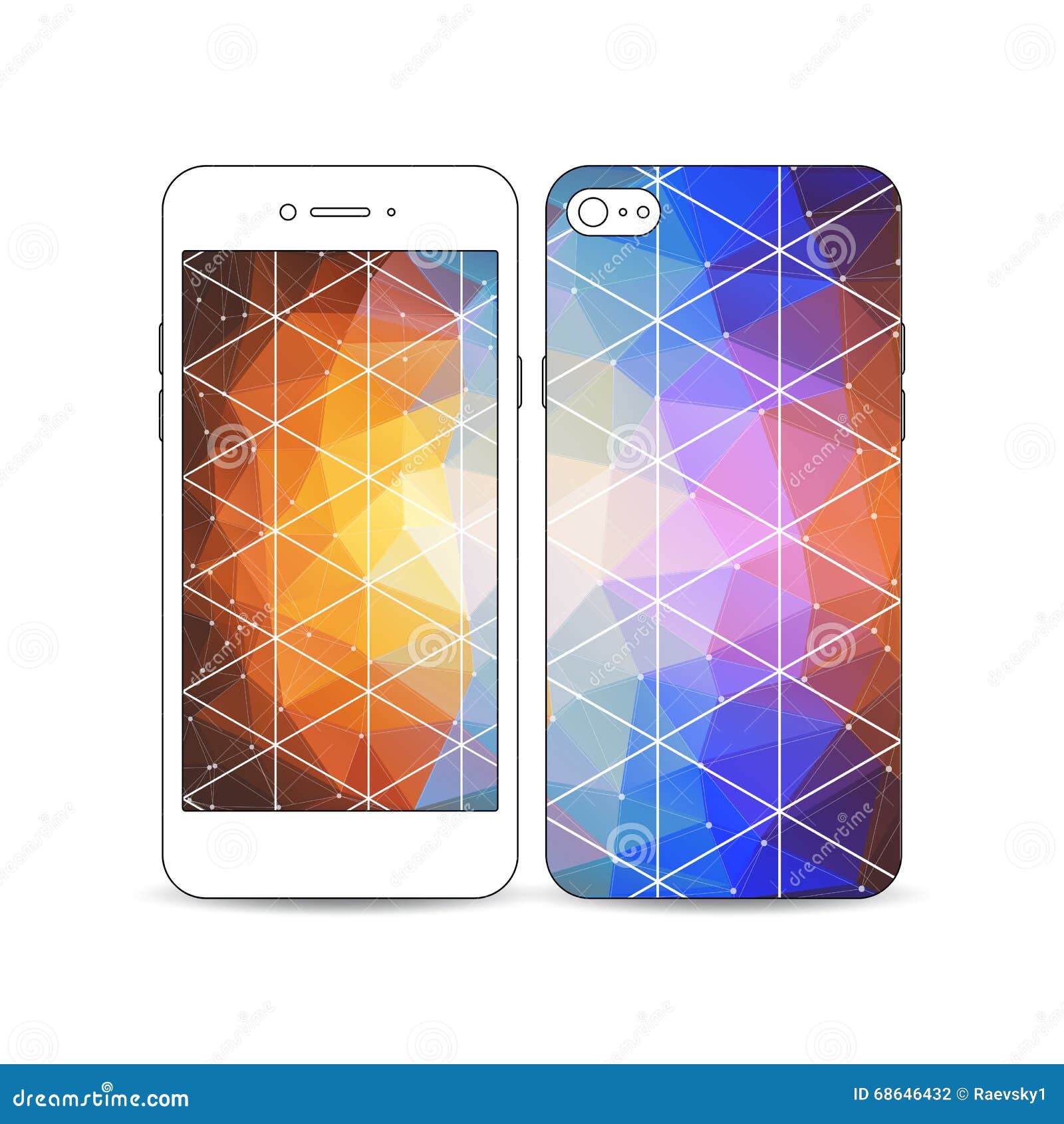 White Mobile Smartphone with an Example of the Screen and Cover Design ...