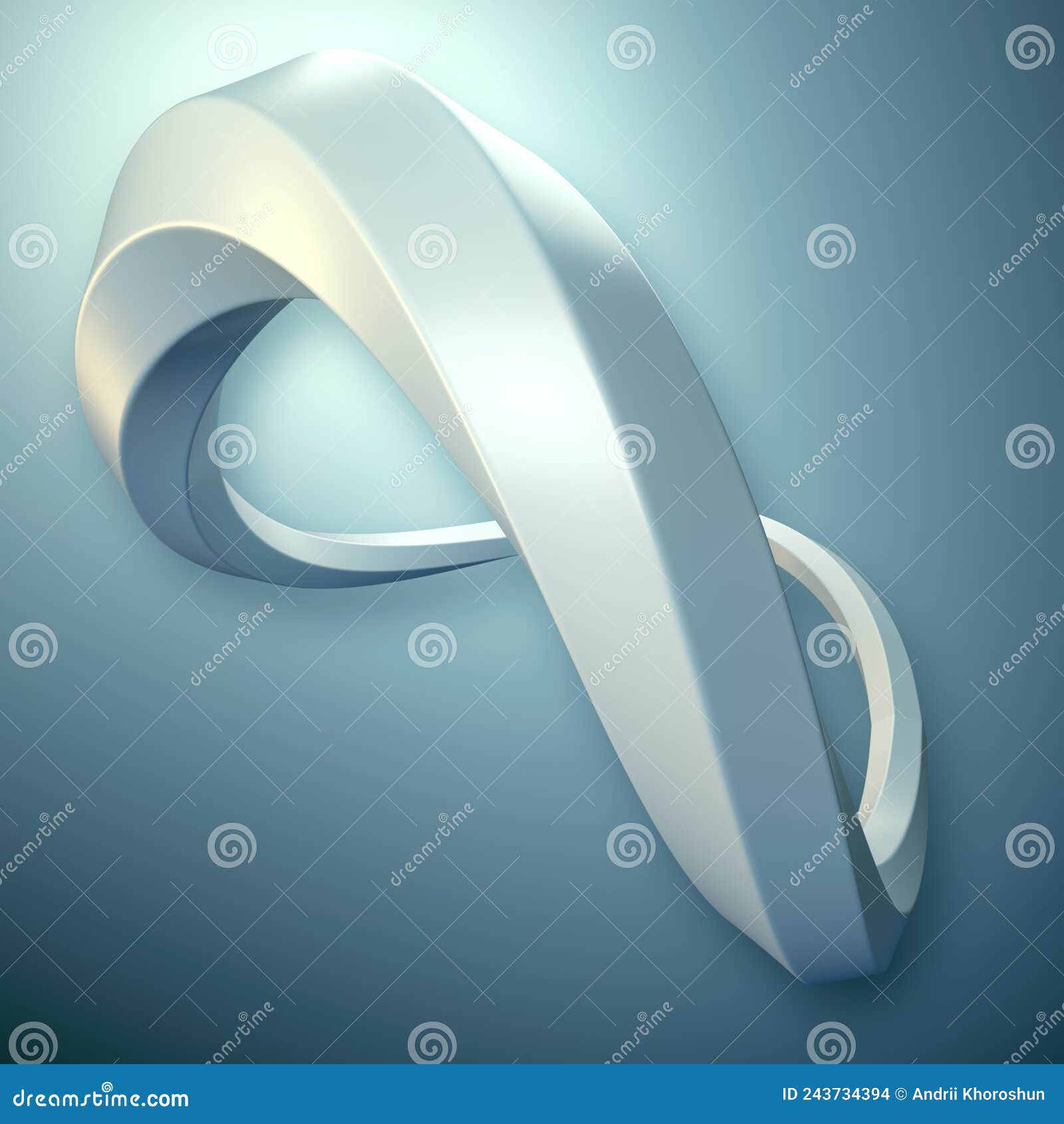 White Mobius Strip Ring. Spatial Figure with Upturned Surfaces. 3d ...