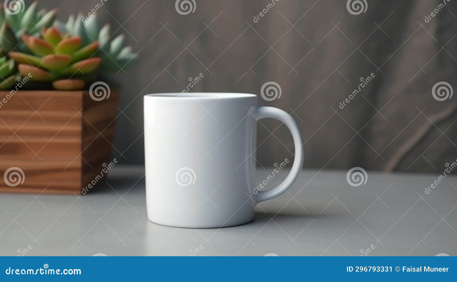 White Mockup Cup on Table with Business Concept, Succulent, and ...