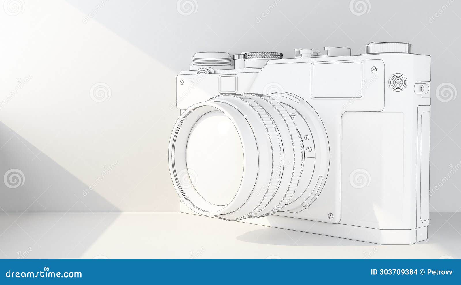 White Model Camera in the Style of Black Lines Stock Illustration ...