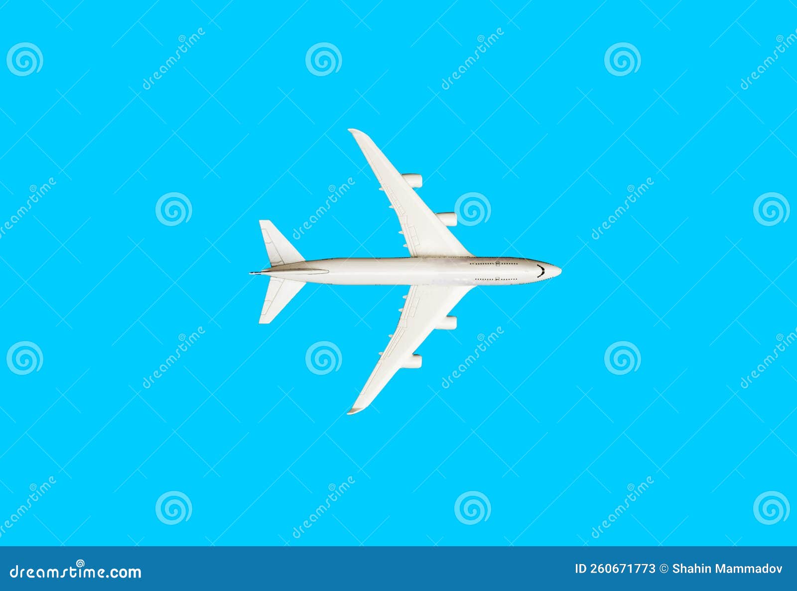 White Model of Passenger Plane on Blue Background Stock Image - Image ...