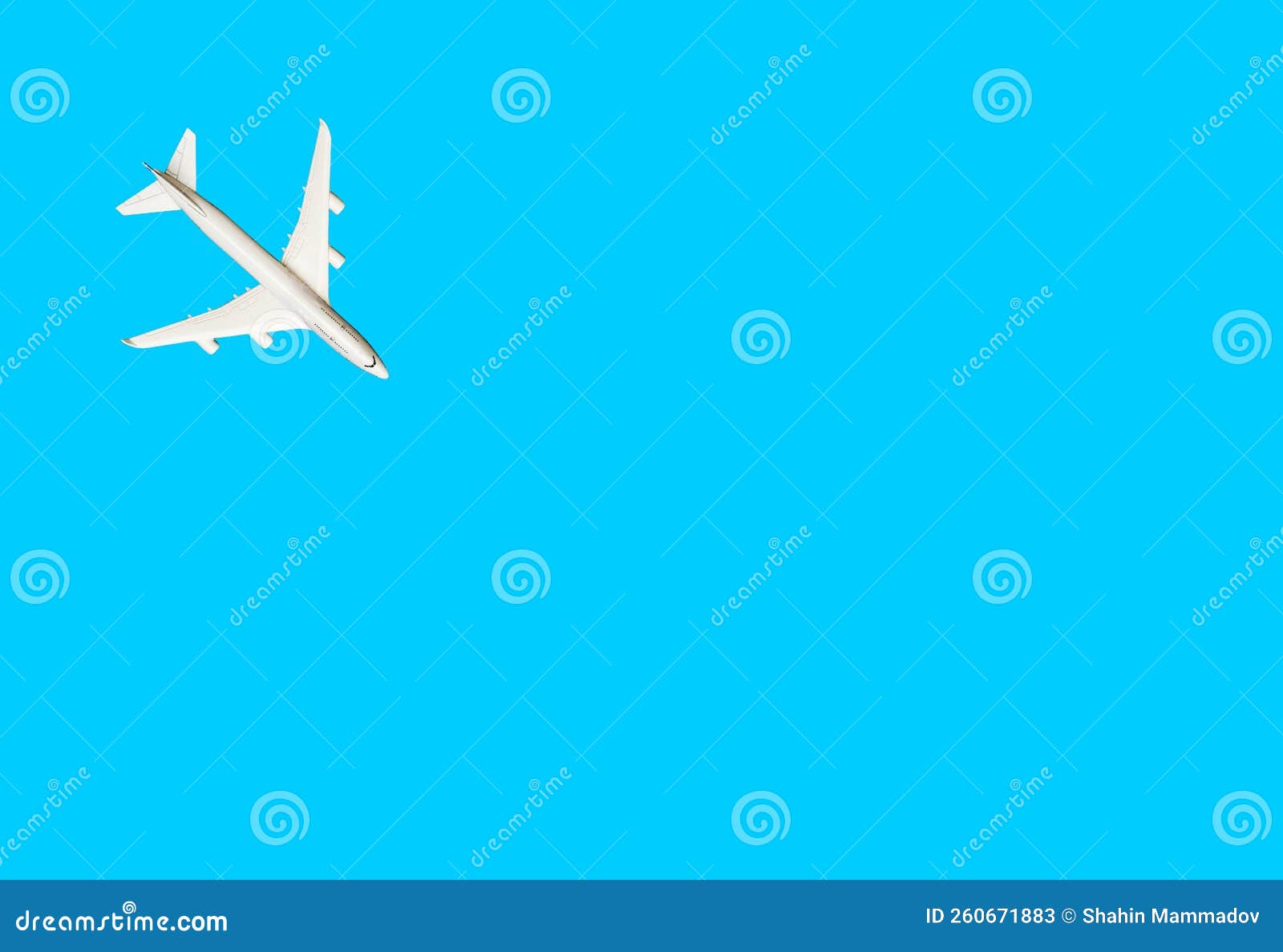 White Model of Passenger Plane on Blue Background Stock Image - Image ...