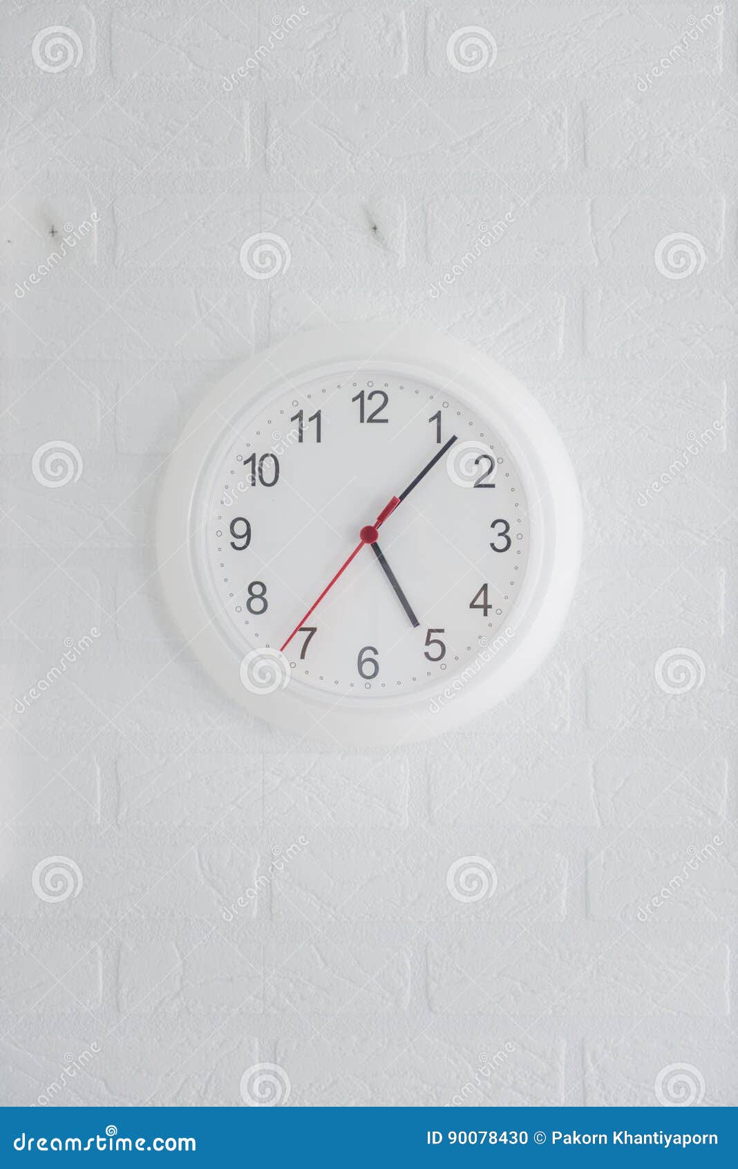 White modern analog clock stock photo. Image of alarm - 90078430