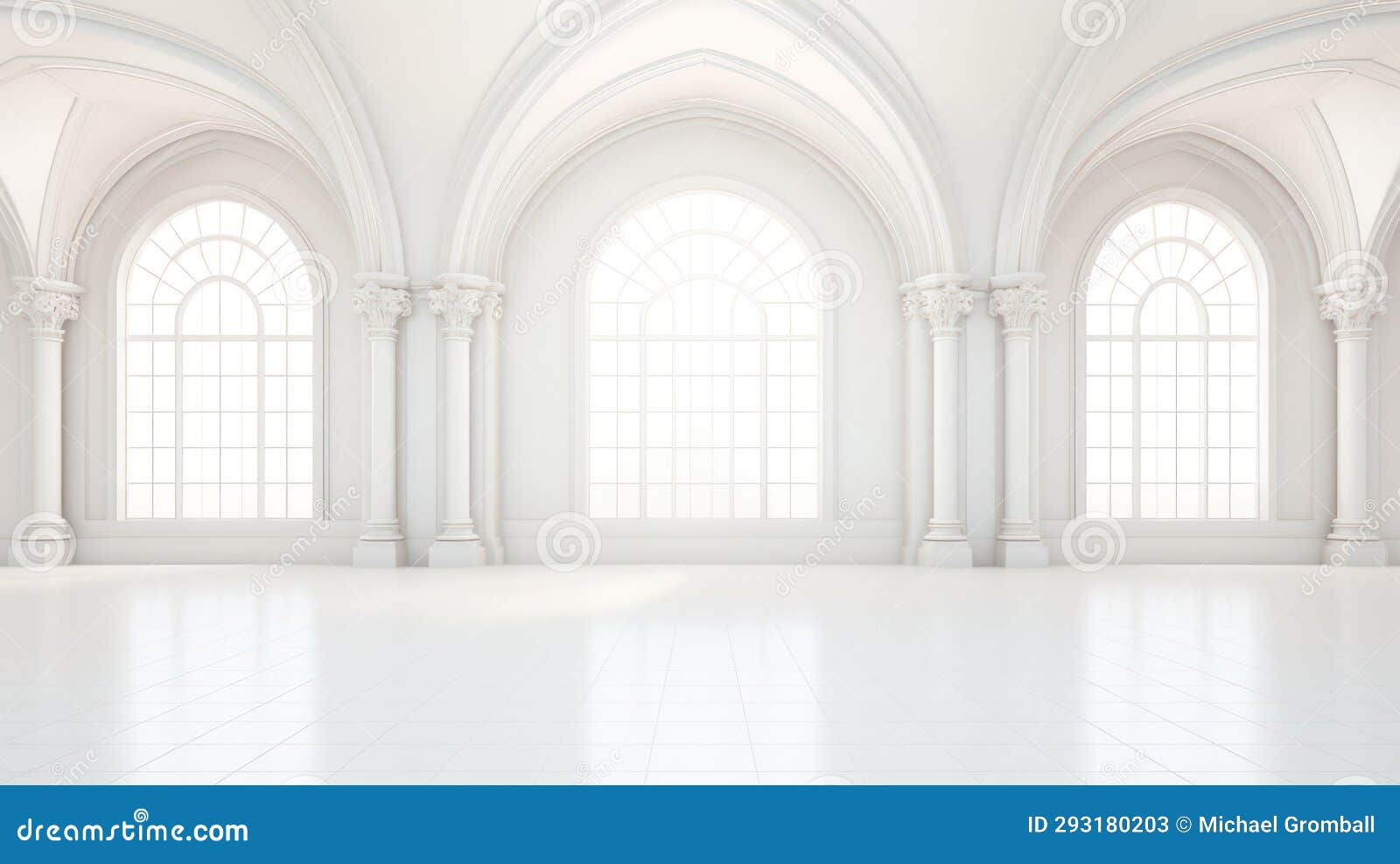 White Modern Big Hall Created with Generative AI. Soft Design with ...