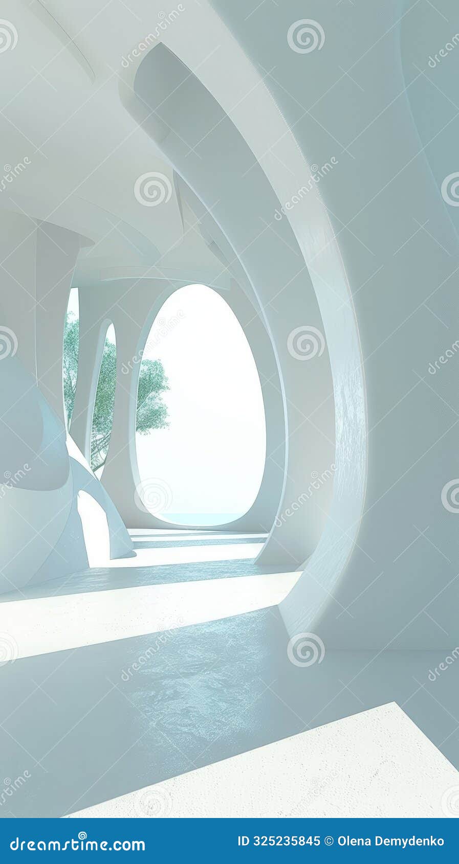 A White, Modern Building with Oval Windows, Showcasing a View of Trees ...