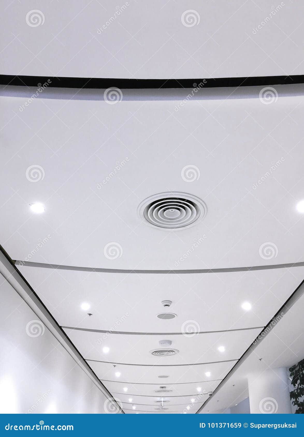 White Modern Ceiling with Conditioned Air Diffusers Stock Image - Image ...