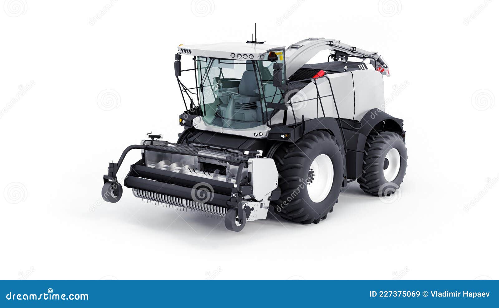 White Modern Combine on a White Background. 3d Rendering. Stock ...