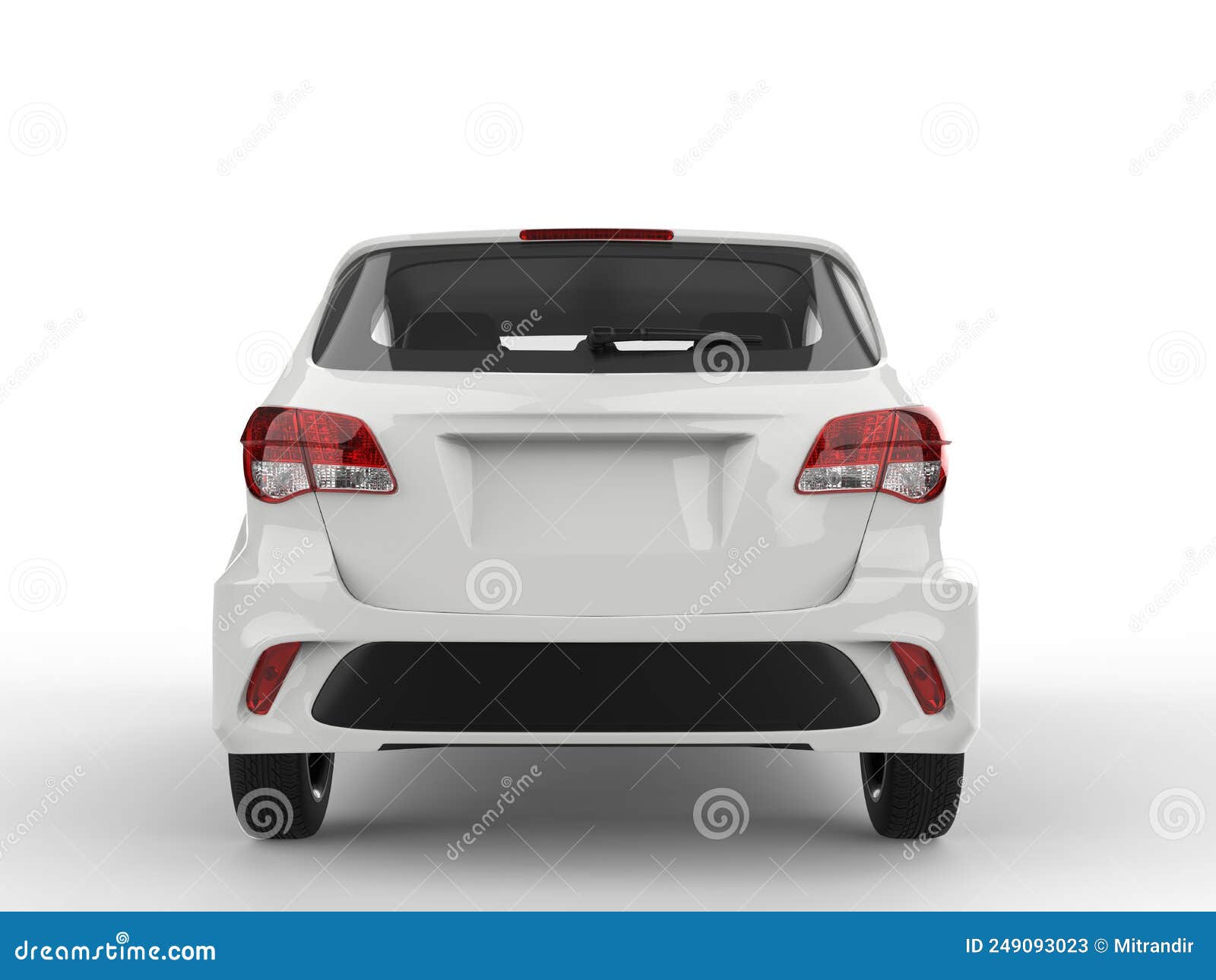 White Modern Compact Car - Back View Stock Illustration - Illustration ...