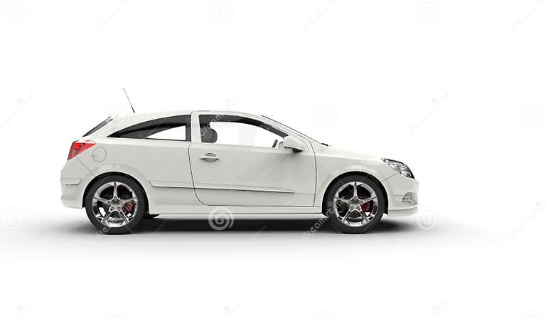 White Modern Compact Car - Side View Stock Illustration - Illustration ...