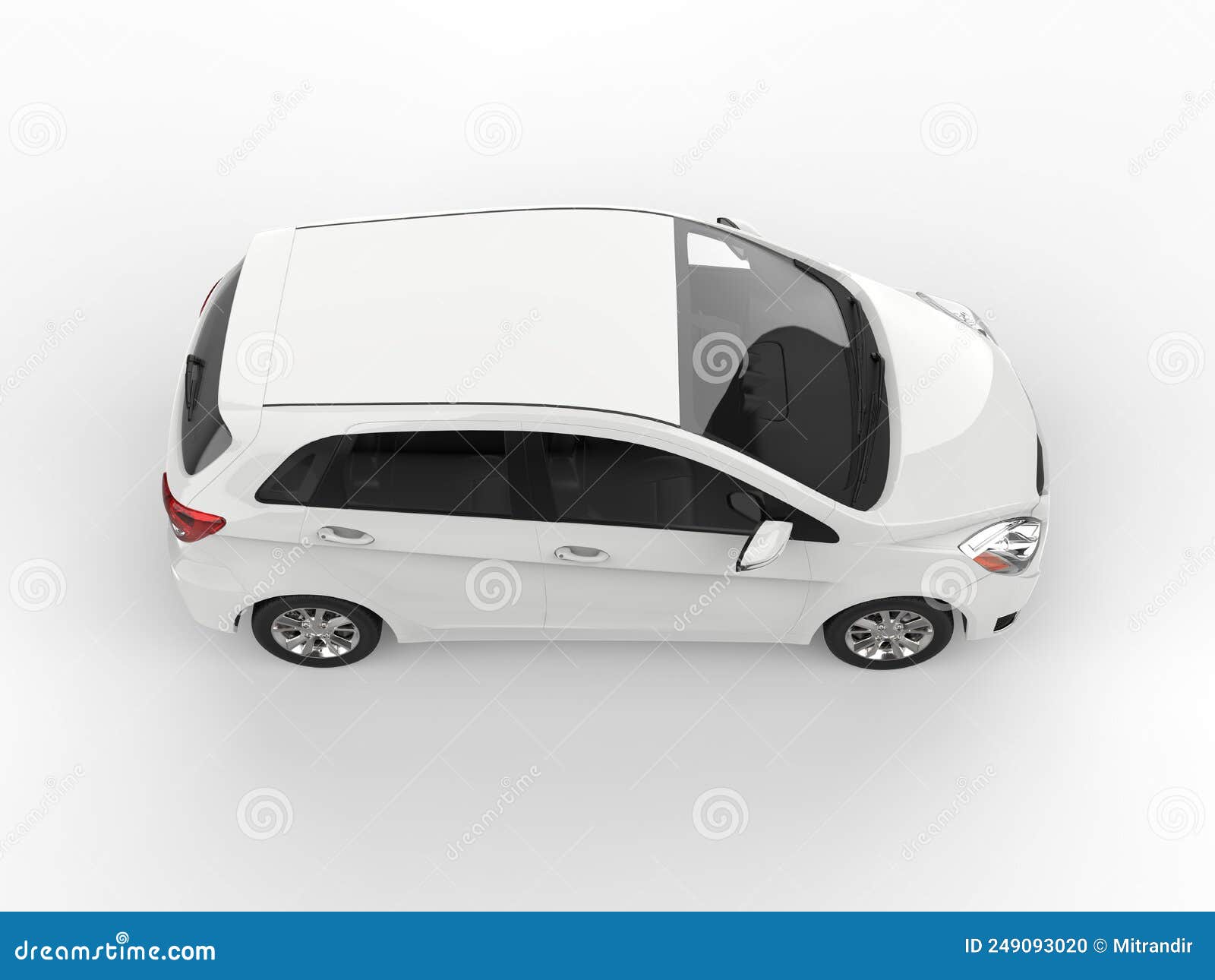 White Modern Compact Car - Top Down View Stock Illustration ...