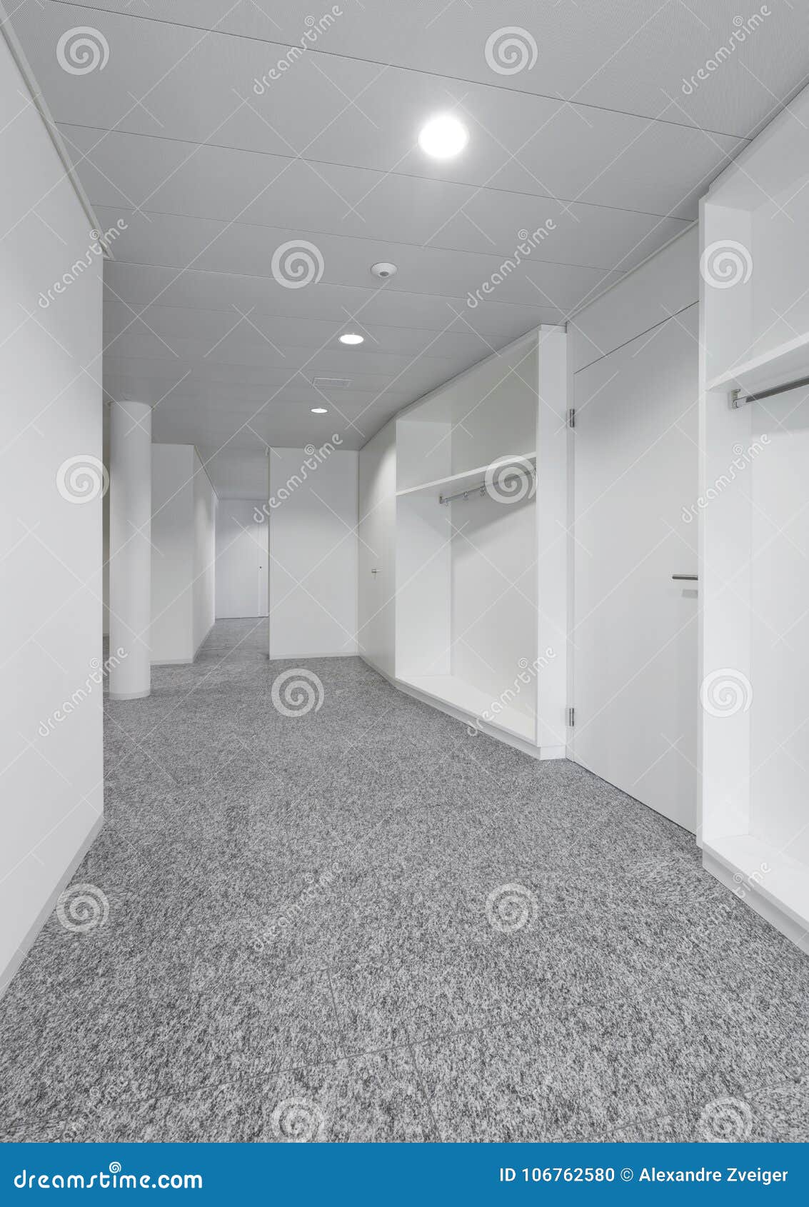 White Modern Corridor and Spotlight Stock Photo - Image of home ...