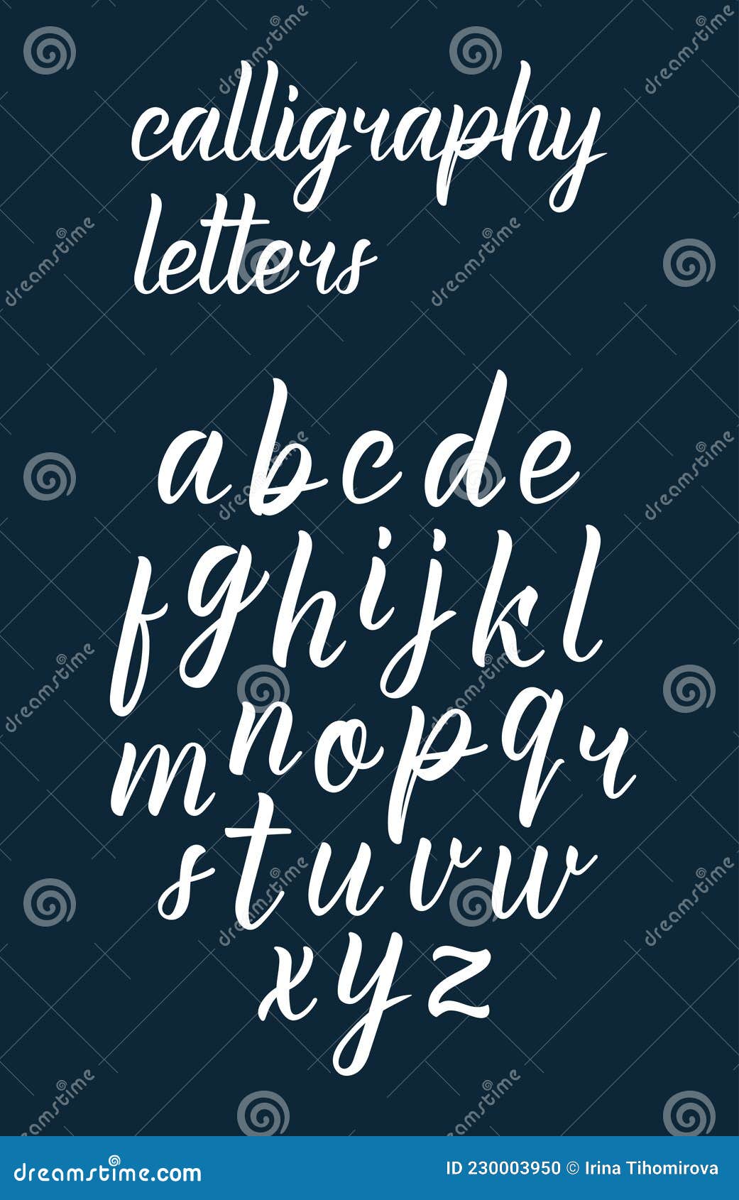 White Modern Handdrawn Latin Calligraphy Brush Script of Lowercase ...