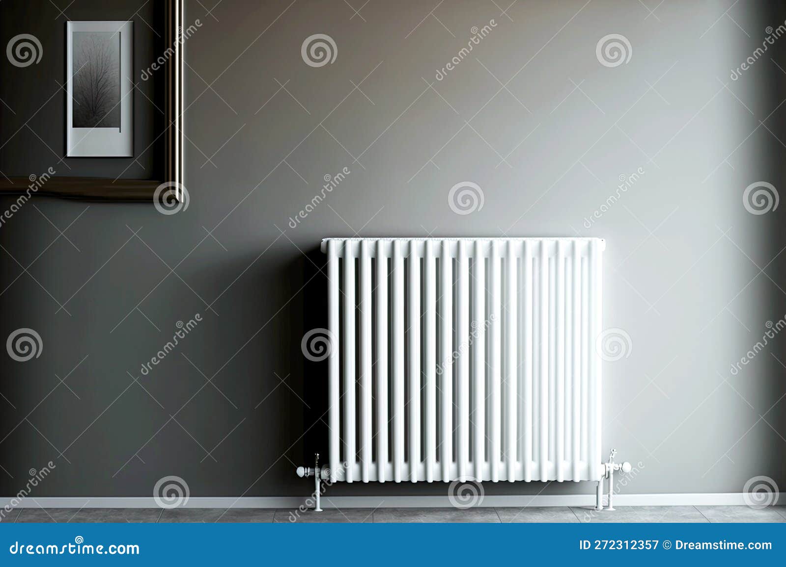 White Modern Heating Radiator Installed on Gray Wall Stock Illustration ...