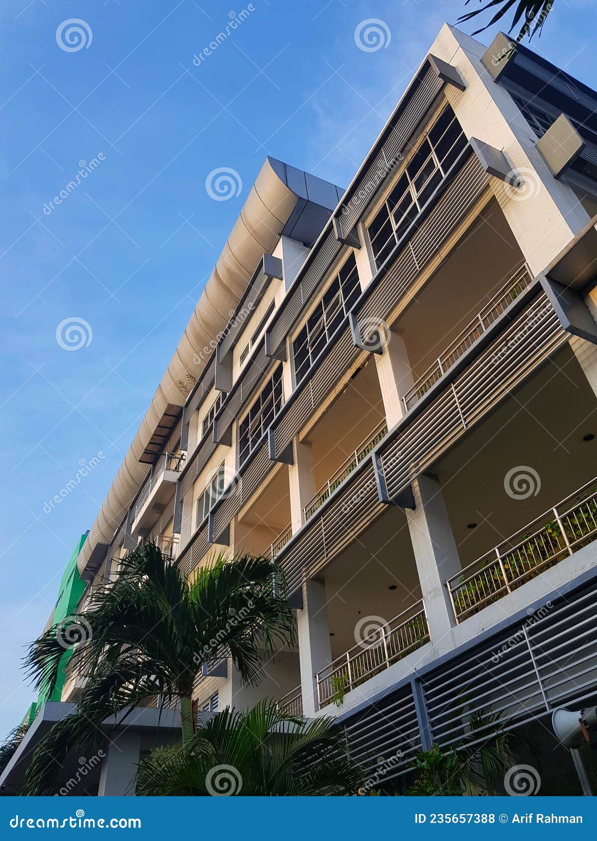 A White Modern High Building Looked from Below Stock Photo - Image of ...