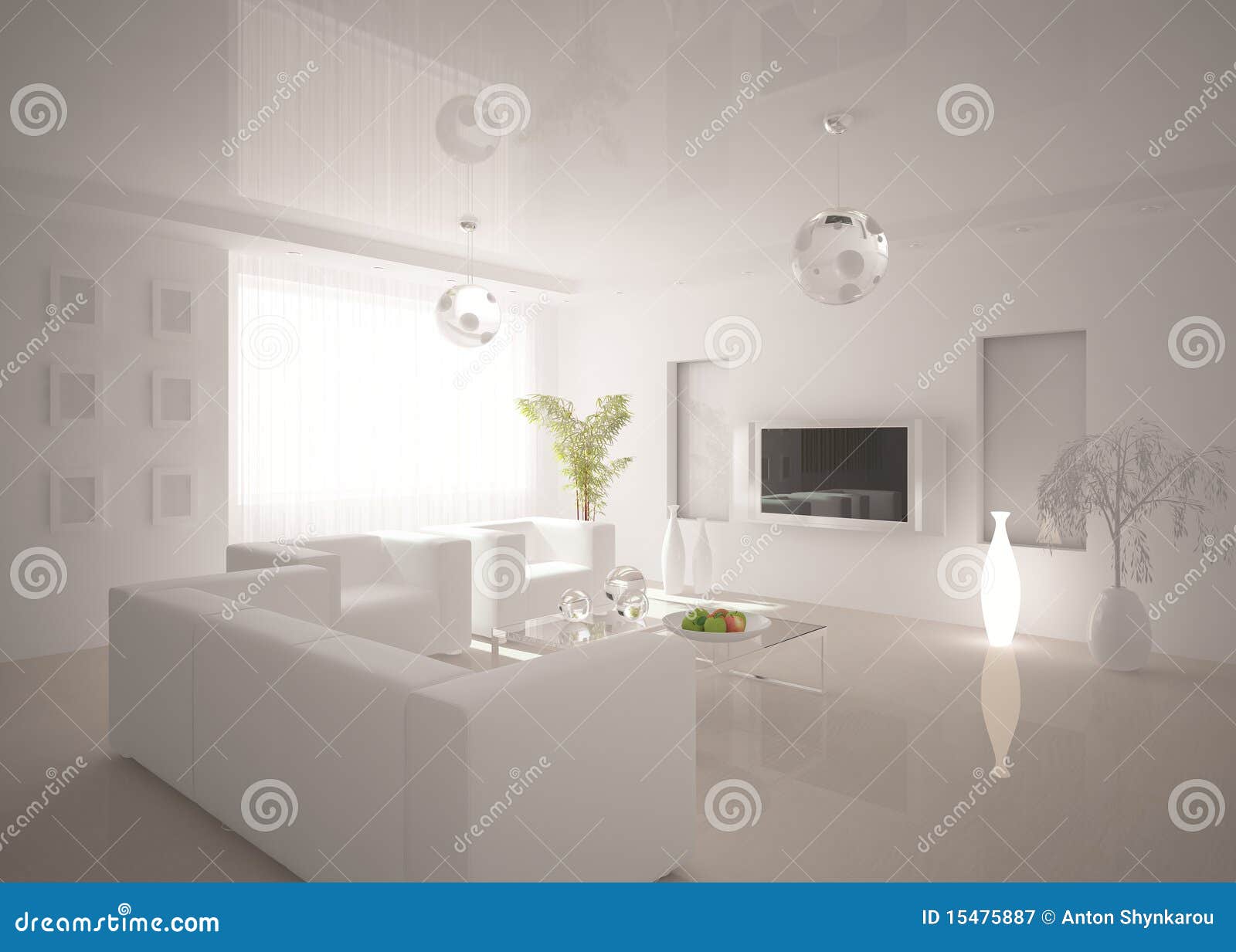 White modern interior stock illustration. Illustration of home - 15475887