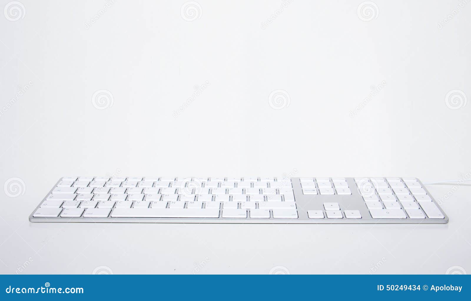 White Modern Keyboard on a White Background Stock Photo - Image of copy ...
