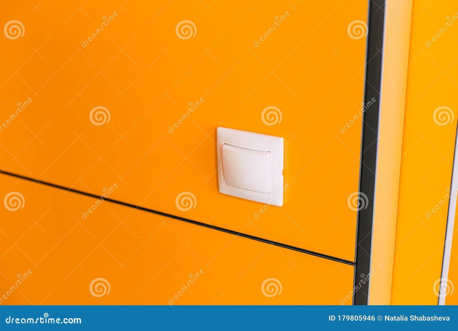 White Modern Light Switch on a Yellow Wall Stock Photo - Image of ...
