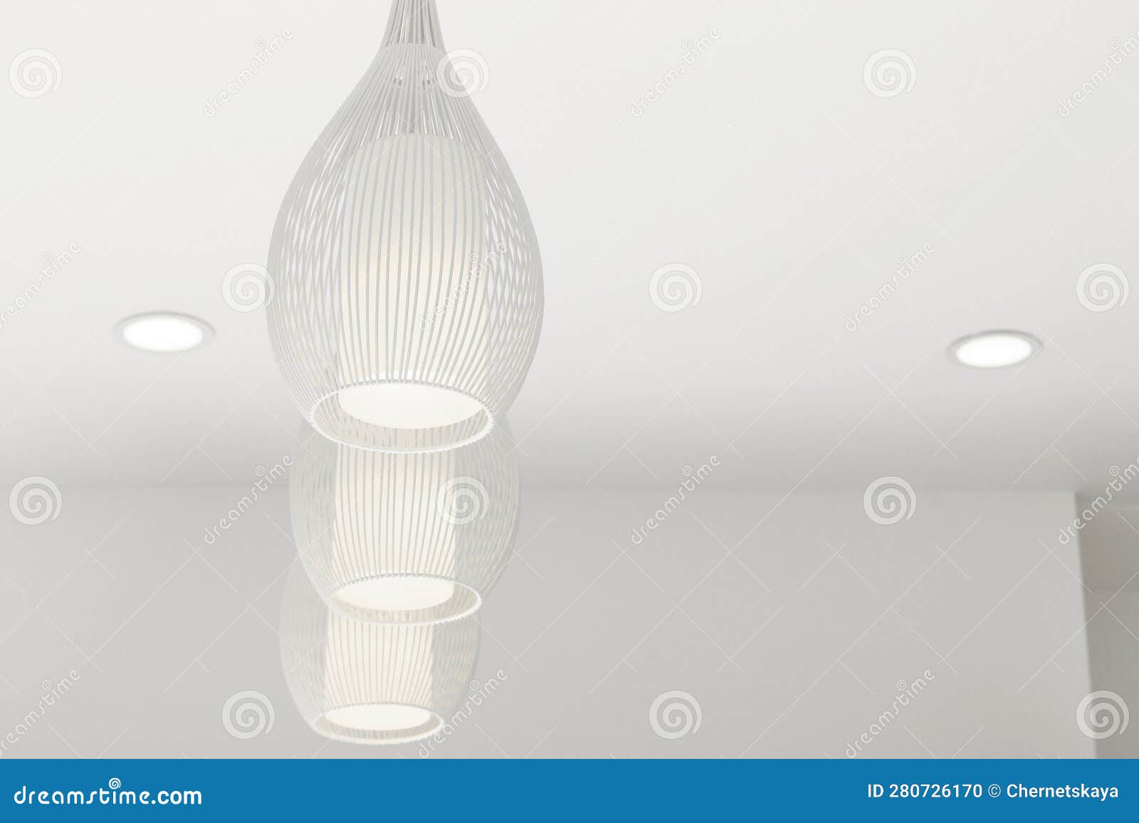 White Modern Lighting on Ceiling in Room Stock Photo - Image of ...