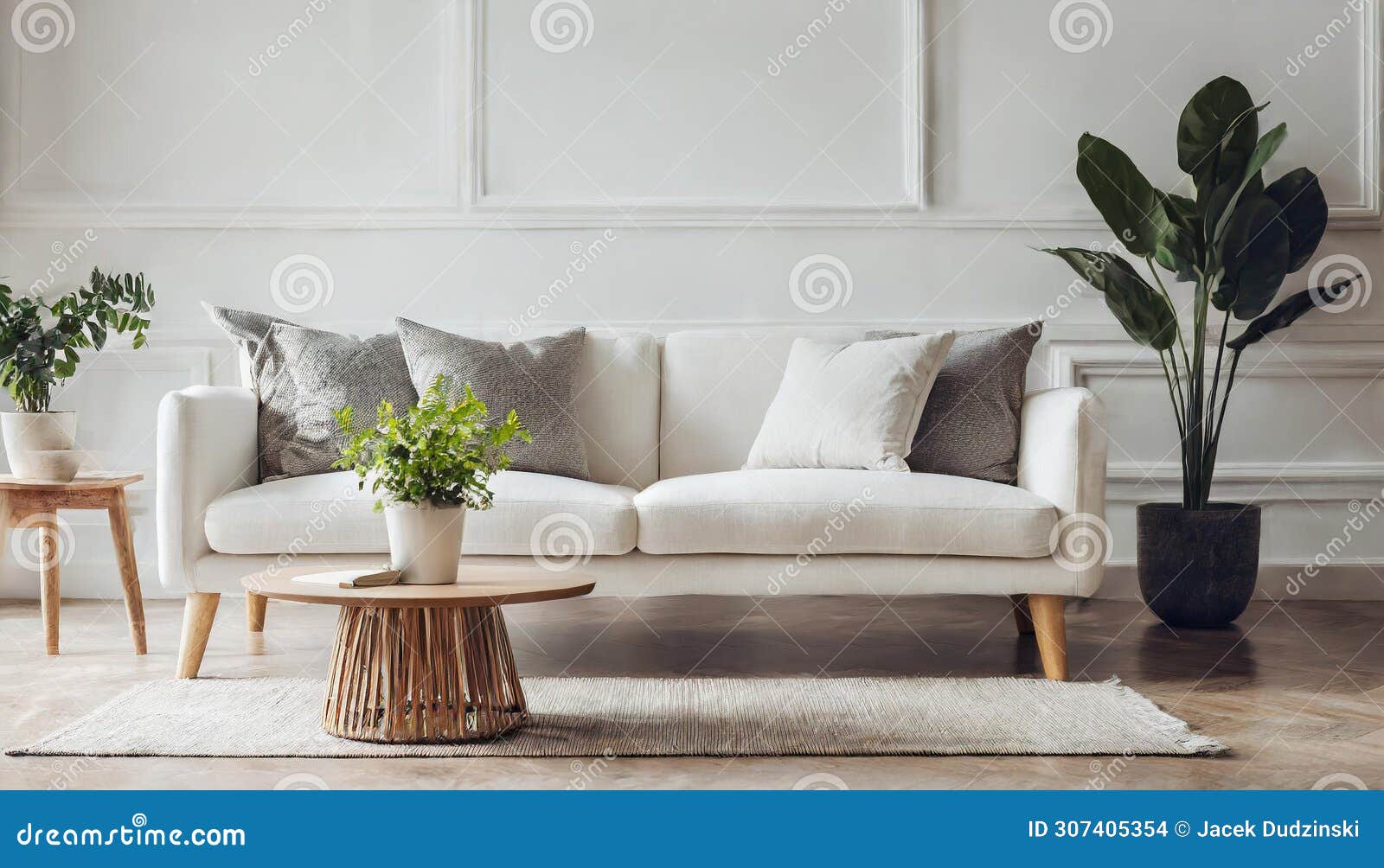 White Modern Living Room, Minimal Home Design Mockup on Empty Bright ...