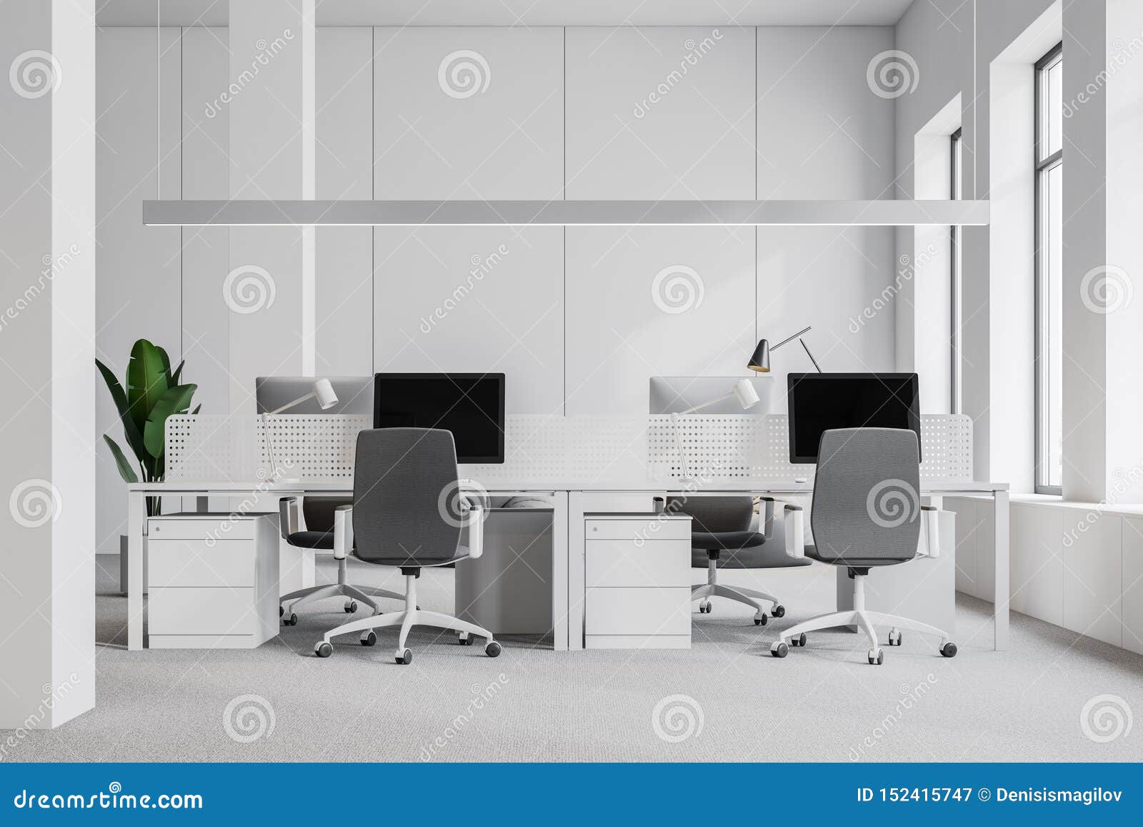 White Modern Office Work Place Stock Illustration - Illustration of ...