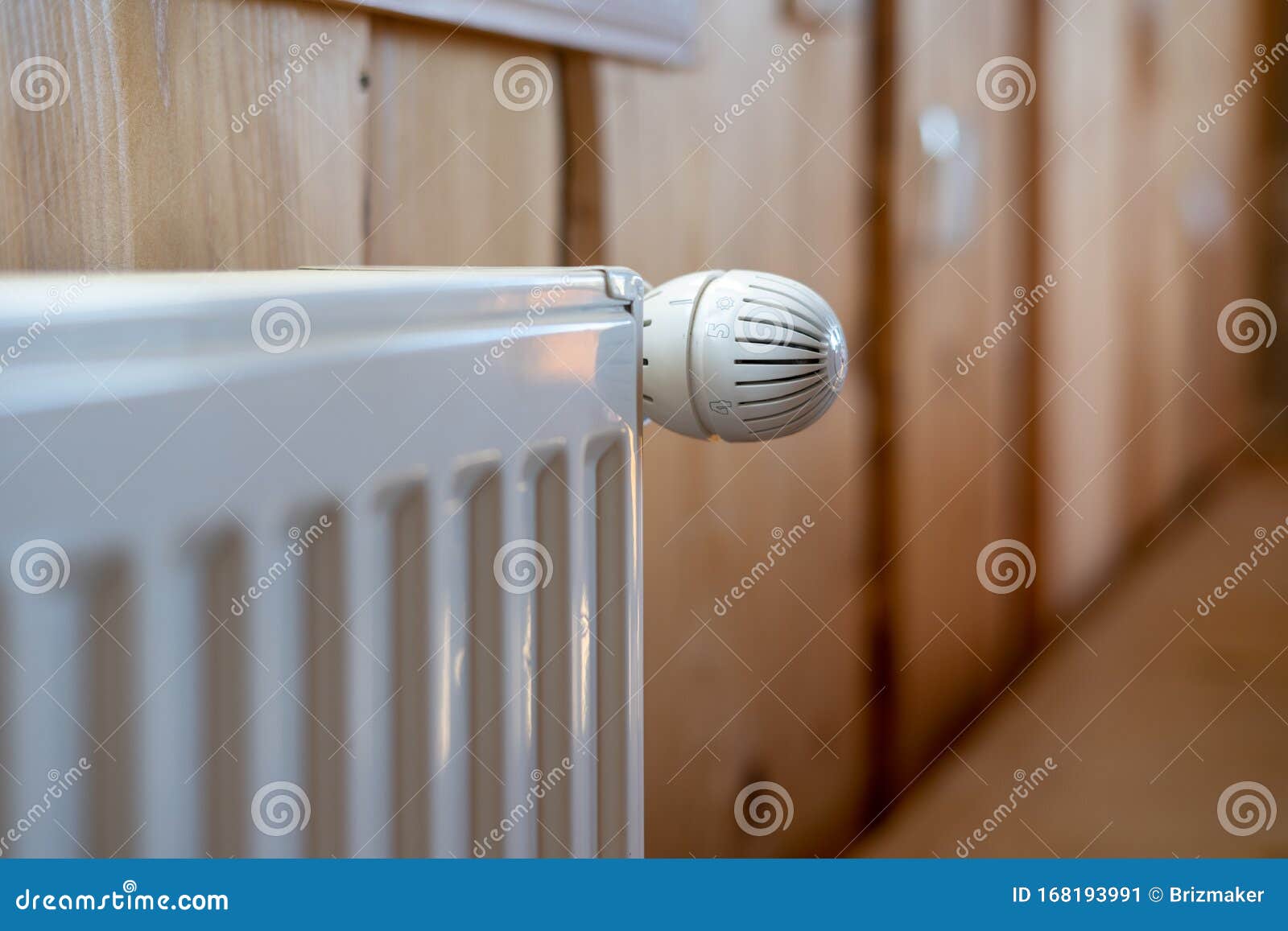 White Modern Radiator on Wooden Wall in House with Cozy Interior Stock ...