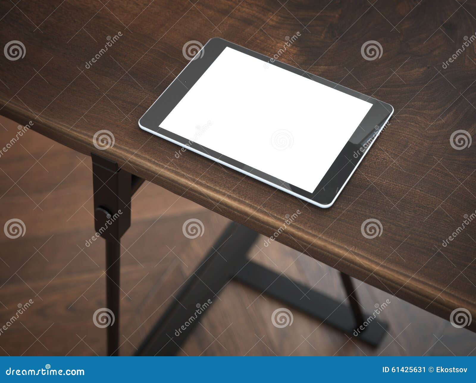 White Modern Tablet at the Corner of Table. 3d Rendering Stock ...