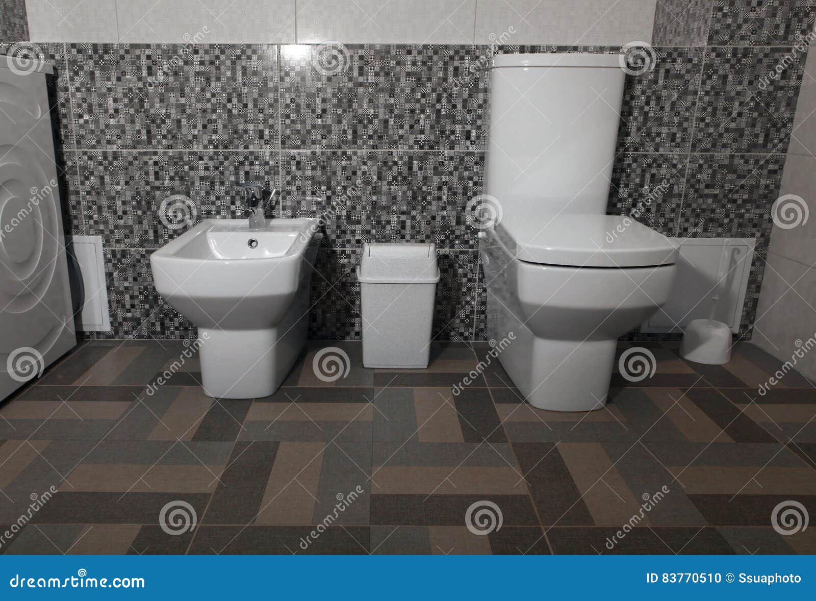 White Modern Toilet and Bidet Stock Photo - Image of indoor, cabin ...