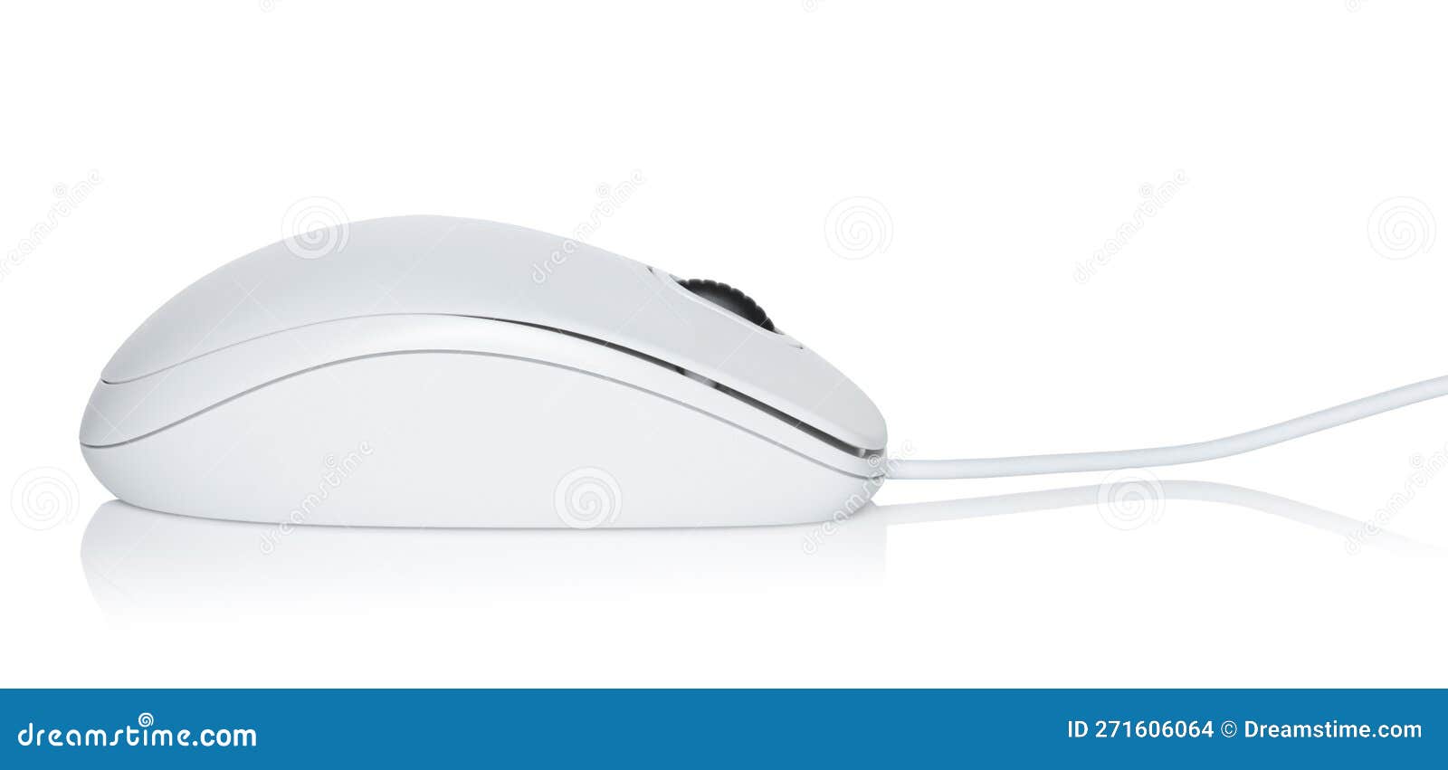 White Modern Wired Computer Mouse on White Background Stock Photo ...