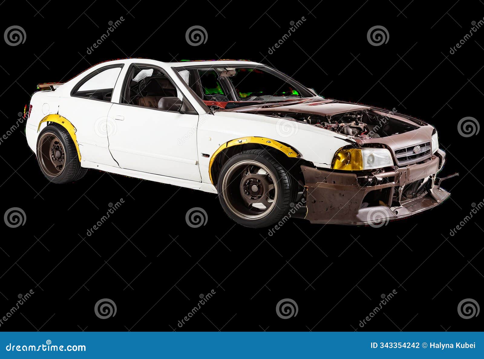 White Modified Car on Transparent Background with Exposed Engine ...