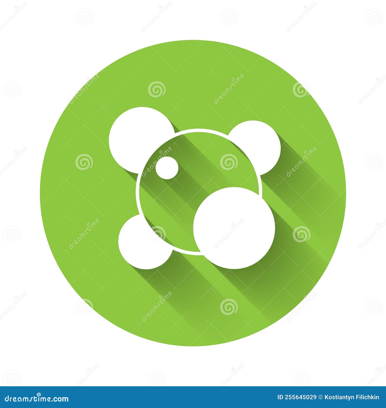 White Molecule Icon Isolated with Long Shadow Background. Structure of ...