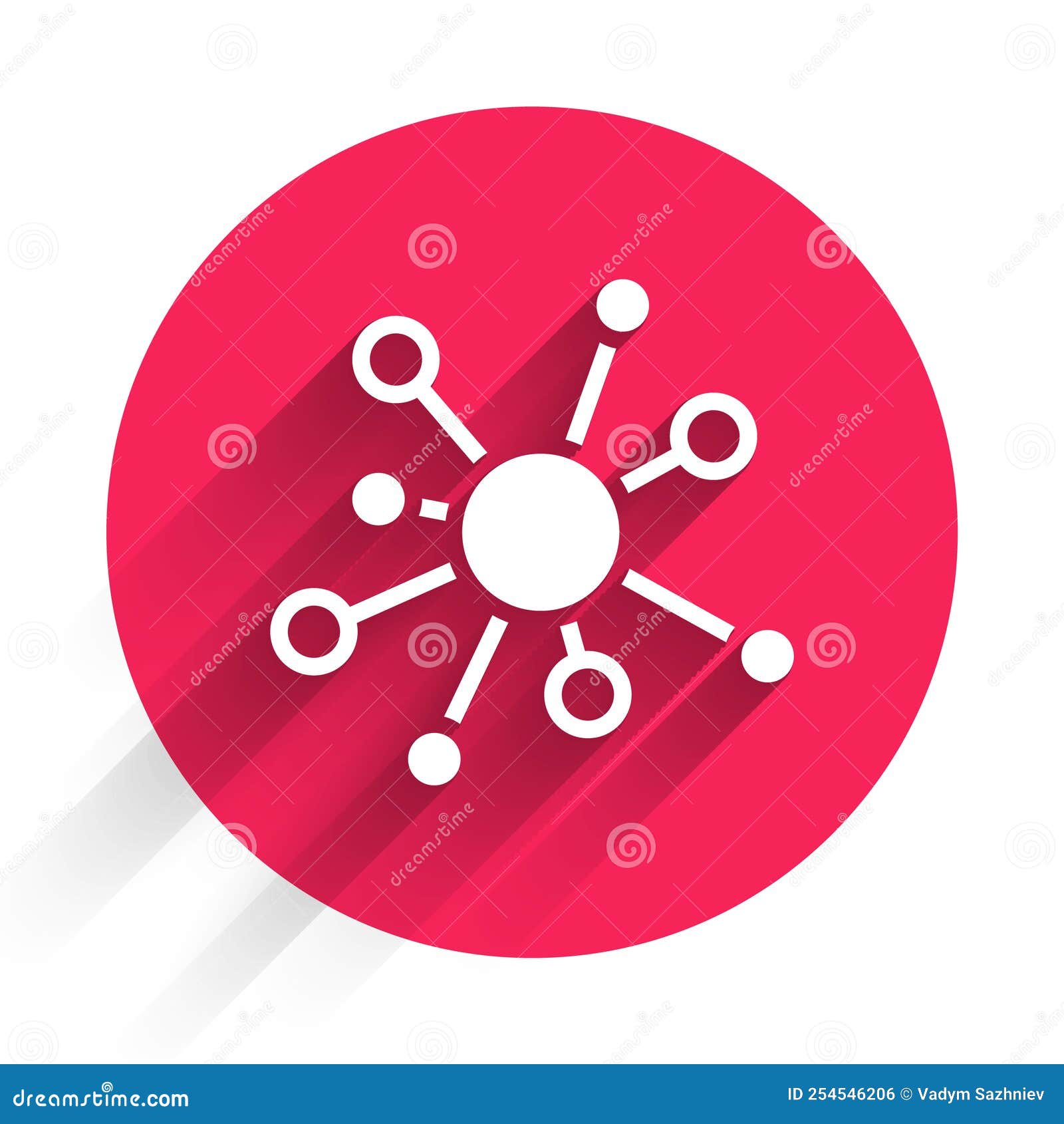 White Molecule Icon Isolated with Long Shadow Background. Structure of ...