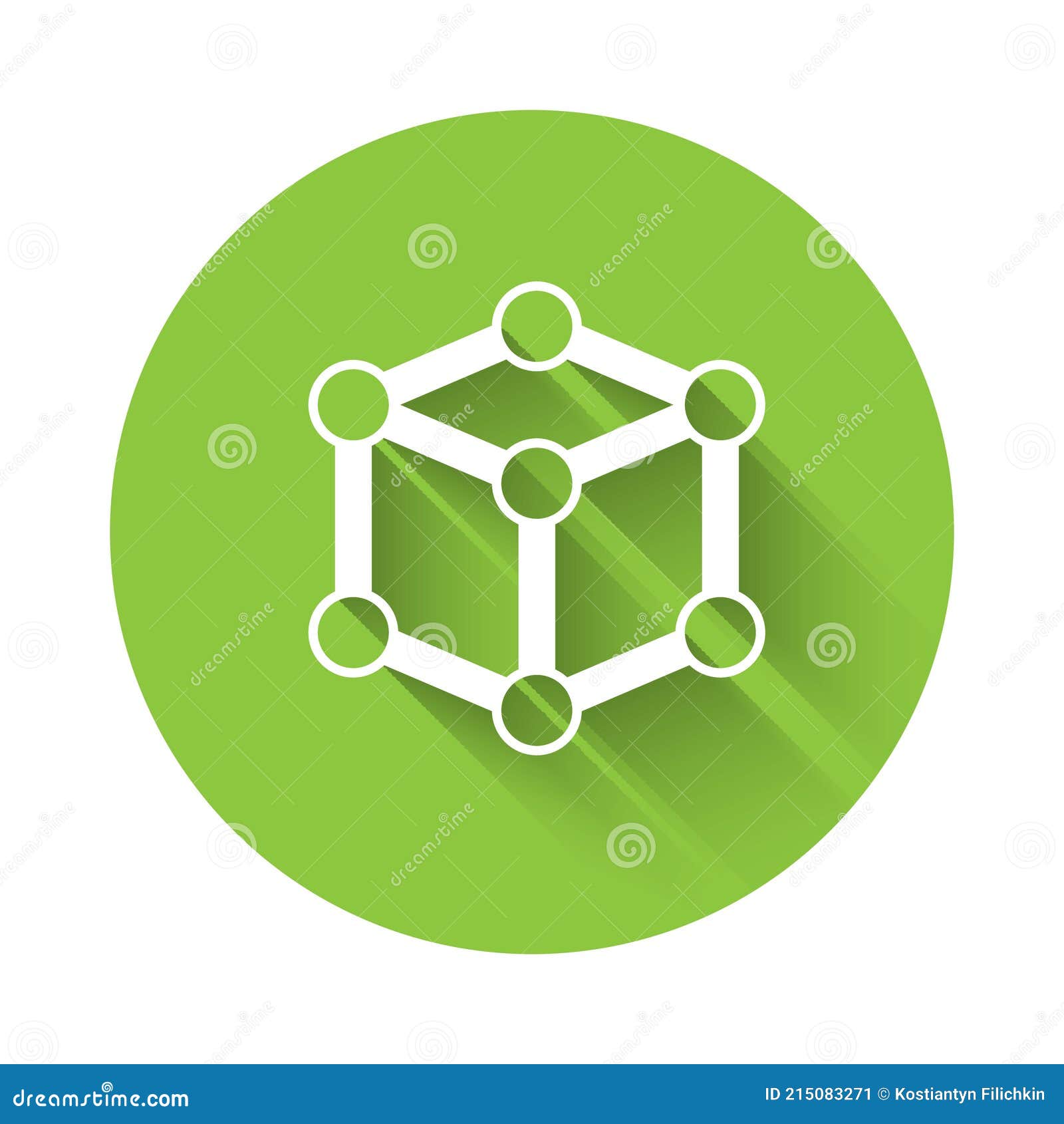 White Molecule Icon Isolated with Long Shadow. Structure of Molecules ...