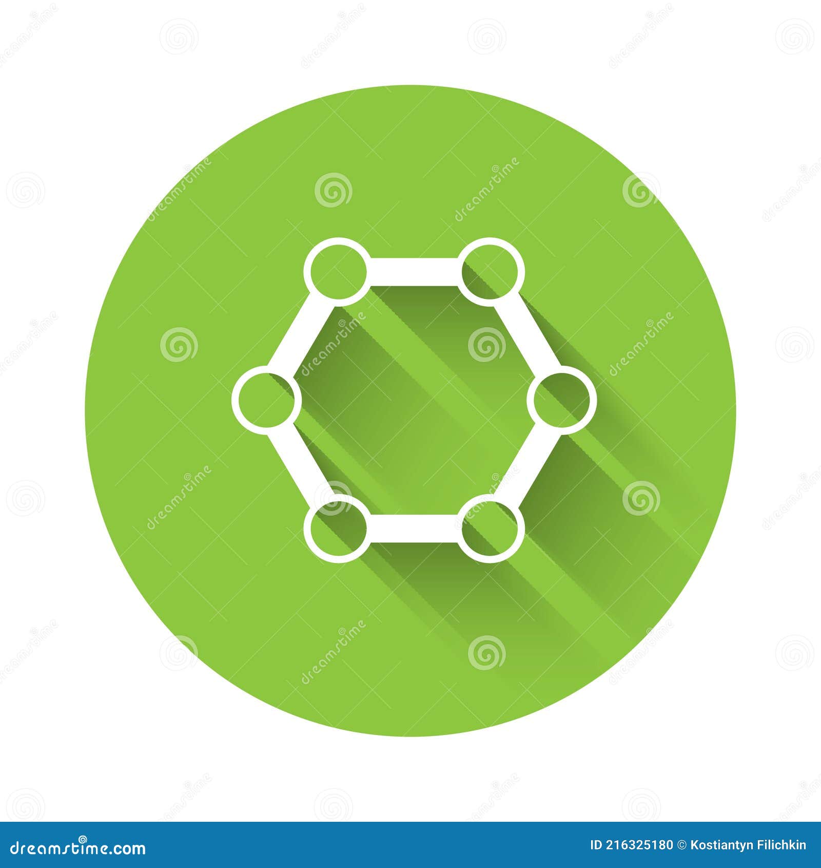White Molecule Icon Isolated with Long Shadow. Structure of Molecules ...