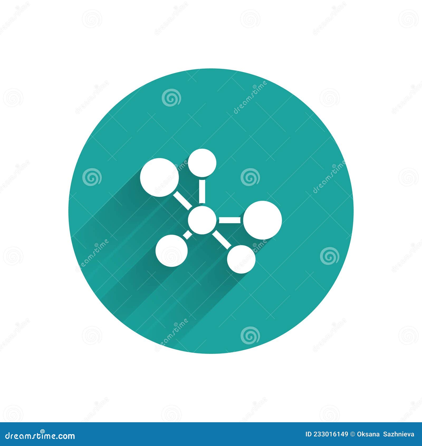 White Molecule Icon Isolated with Long Shadow. Structure of Molecules ...
