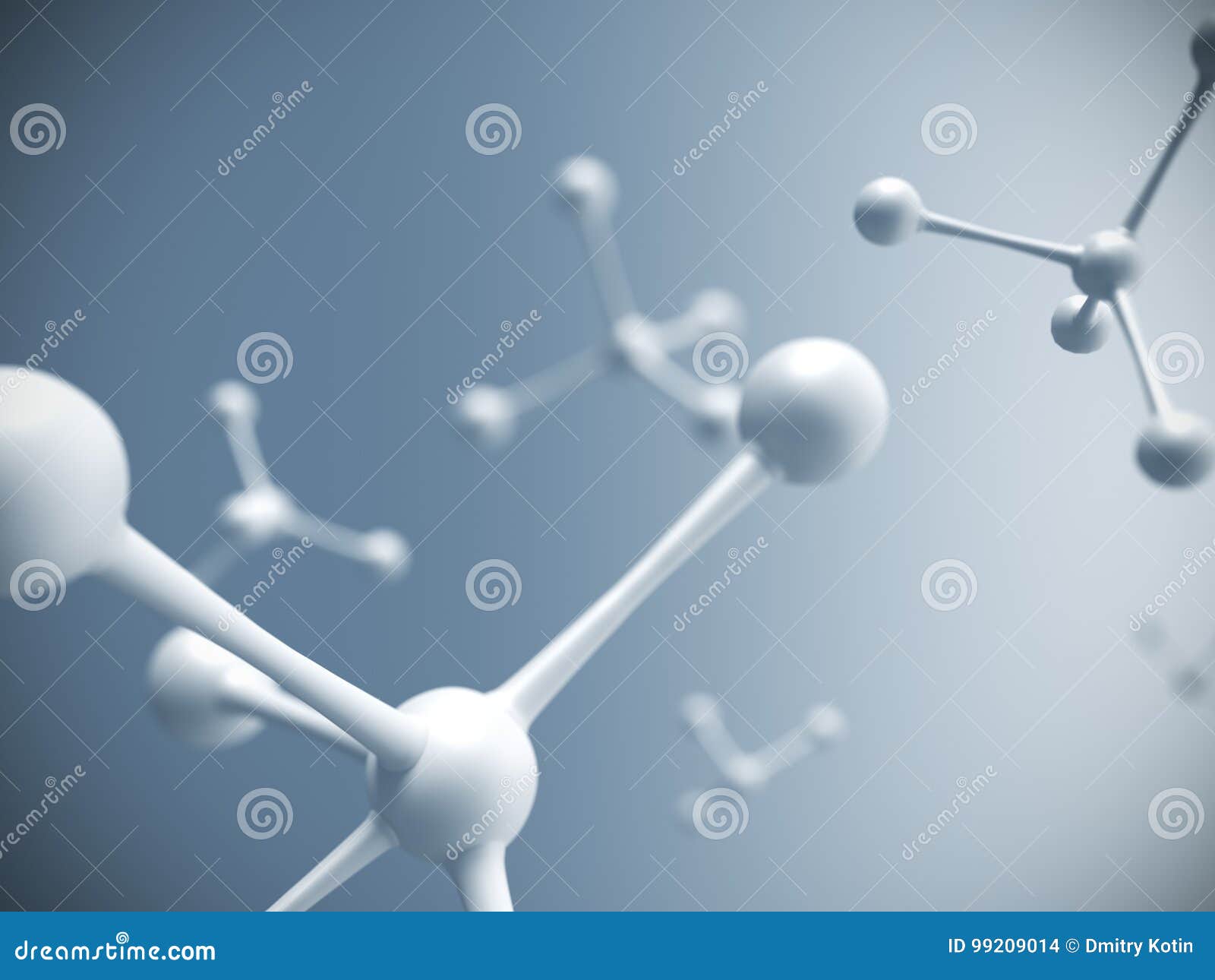 White Molecule Structure. 3D Rendering. Stock Illustration ...