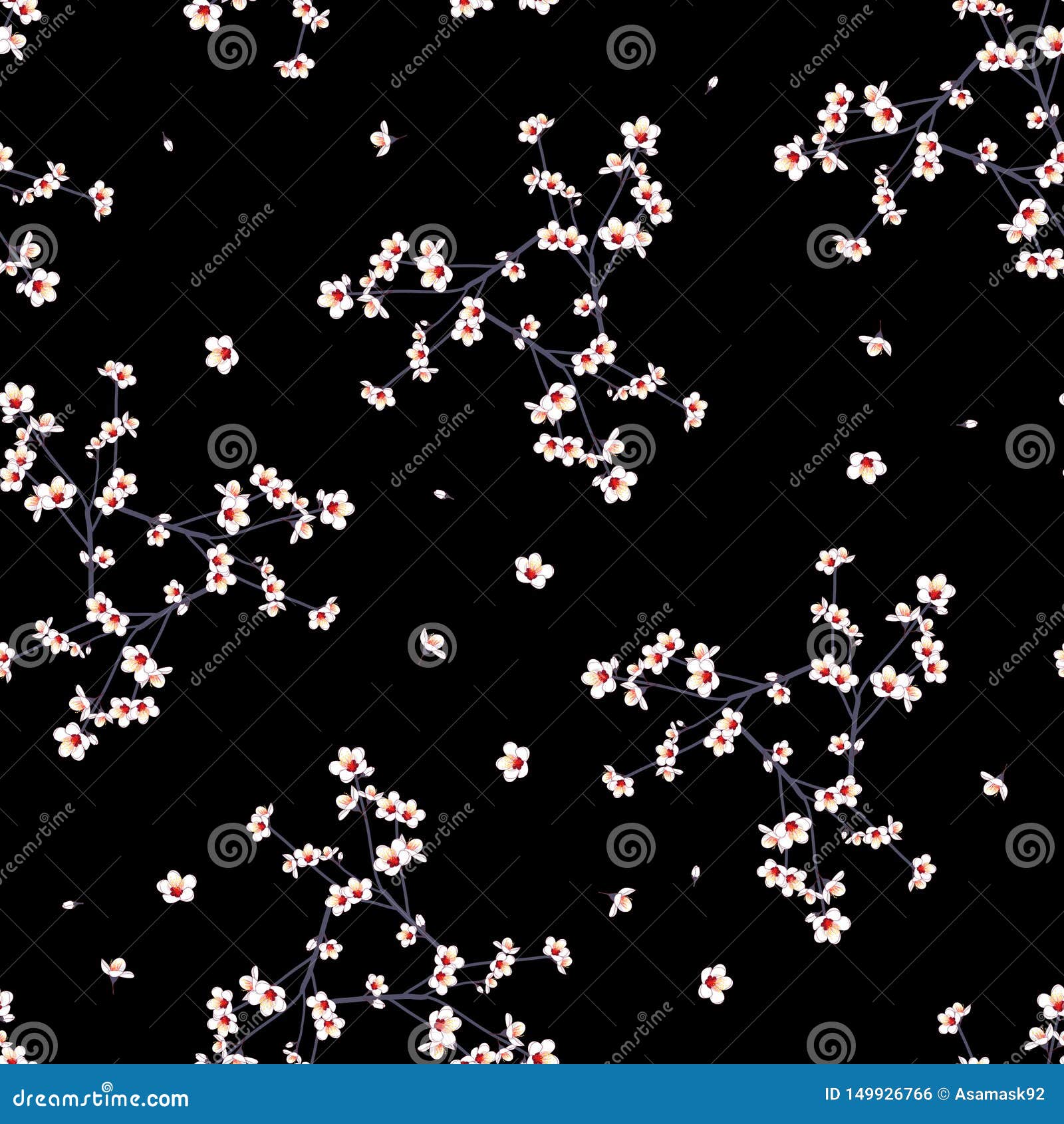 Momo Peach Flower Blossom Banner Card Border Outline. Vector ...